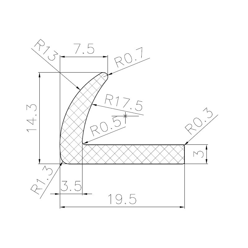 L-Profil 14x19x3mm i Sort EPDM Gummi. Køb din L-Profil hos os.